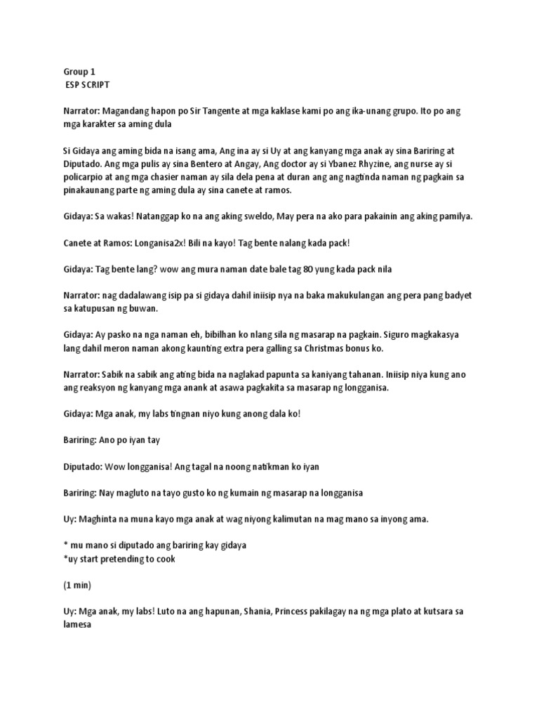 Group 1 Esp Script | PDF
