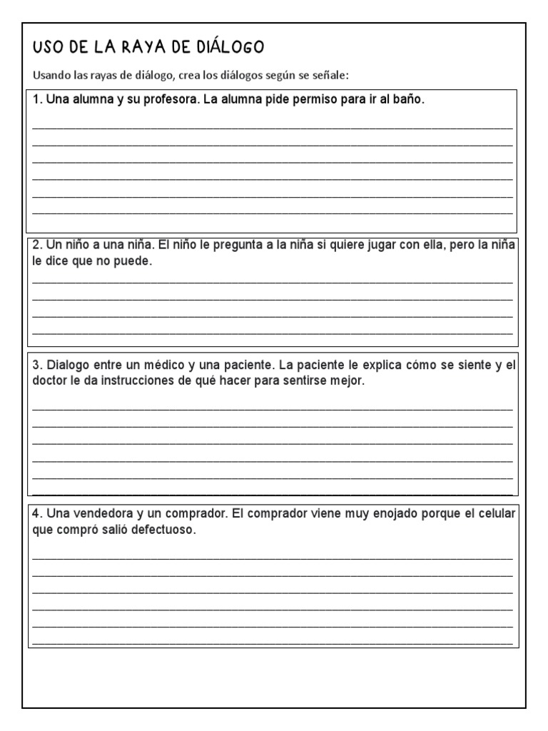 USO DE LA RAYA DE DIÁLOGO, guia 2 | PDF