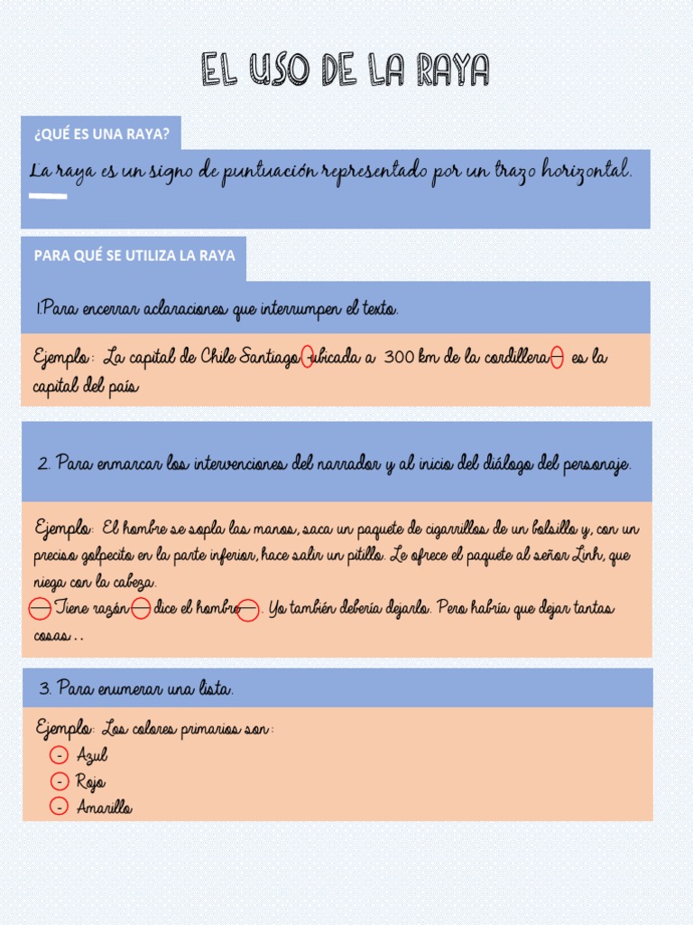 Usos y ejemplos de la raya | PDF