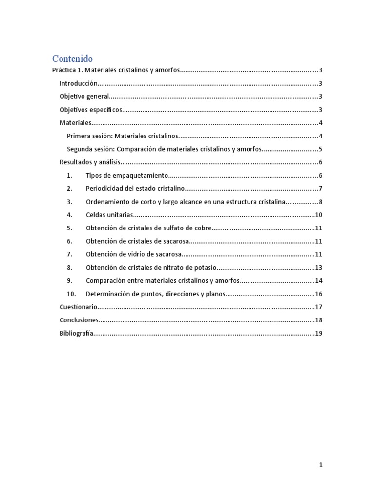 Practica 1. Lab Estructura y Propiedades Delos Materiales | PDF | Estructura cristalina | Cristal