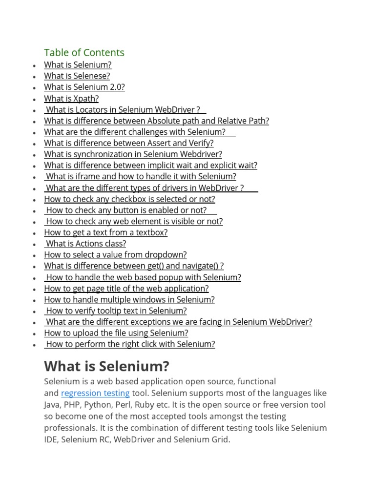 Selenium Questions | Download Free PDF | Selenium (Software) | Html Element