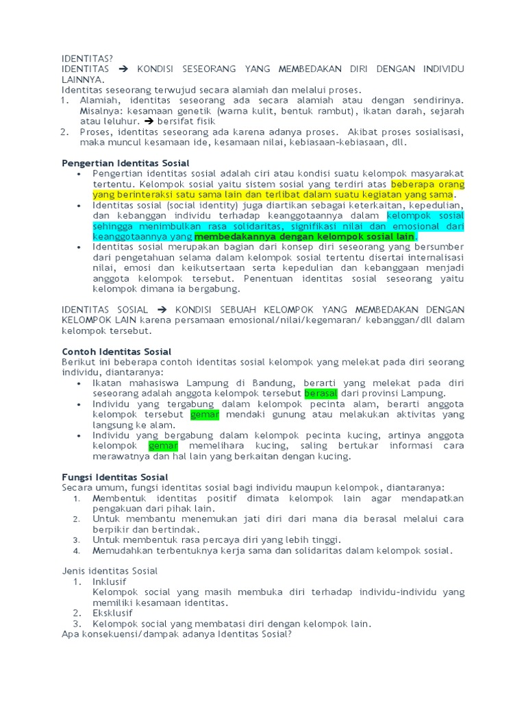 IDENTITAS Sosial | PDF