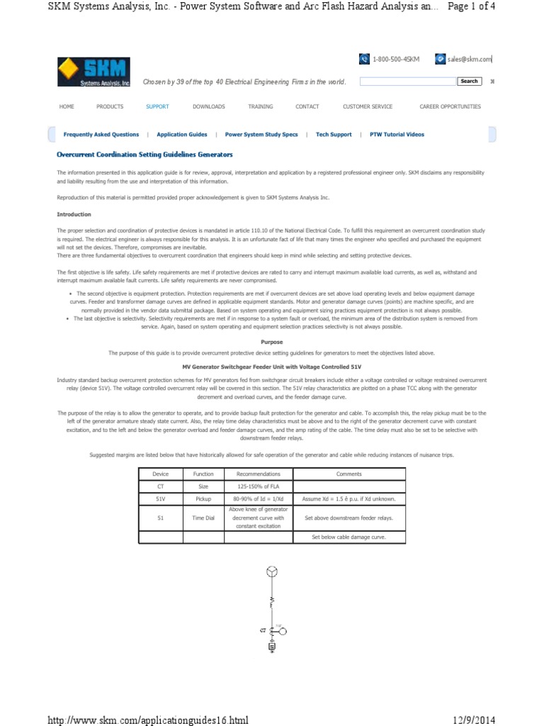 Overcurrent Coordination Setting Guidelines Generators | PDF