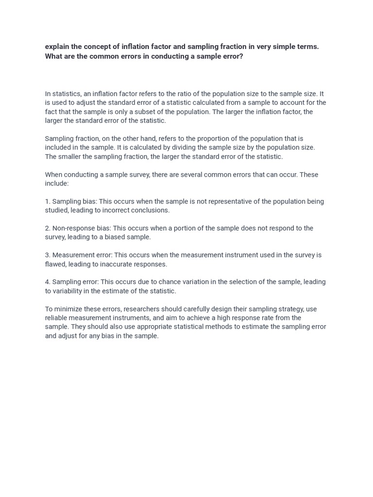 Inflation Factor and Sampling Fraction | PDF