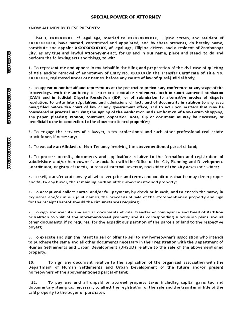 SPA To File | PDF | Power Of Attorney | Conveyancing