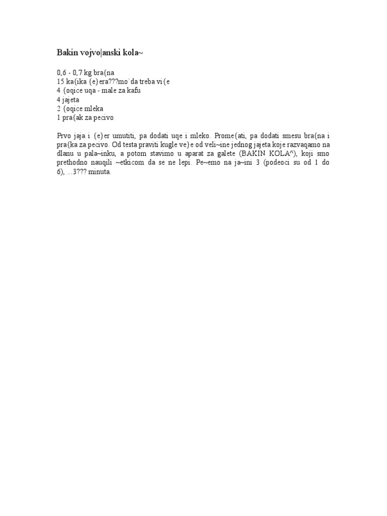 Bakin Vojvodjanski Kolac | PDF