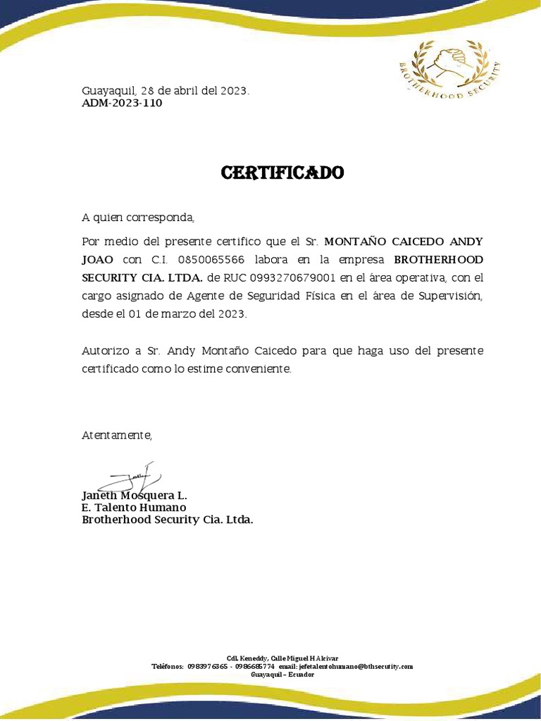 Certificado Laboral | PDF