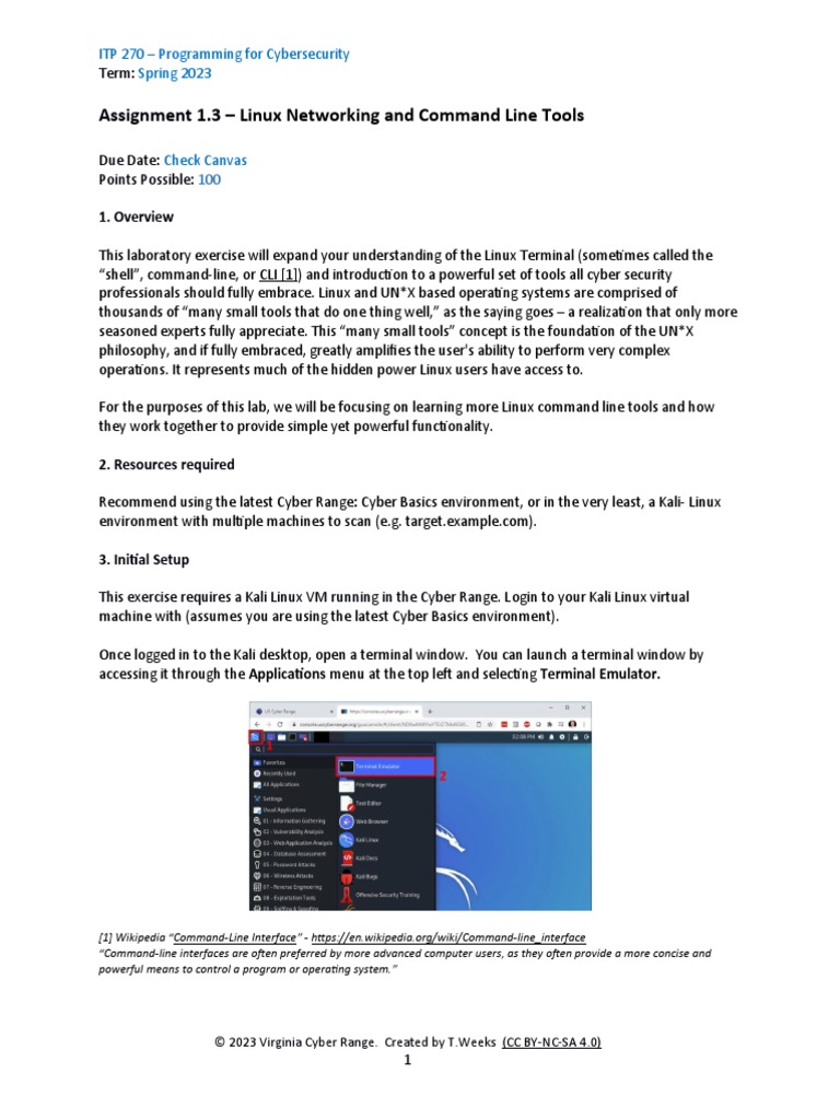 Assignment 1.3 - Linux Networking and Command Line Tools-2 | PDF | Ip Address | Command Line ...