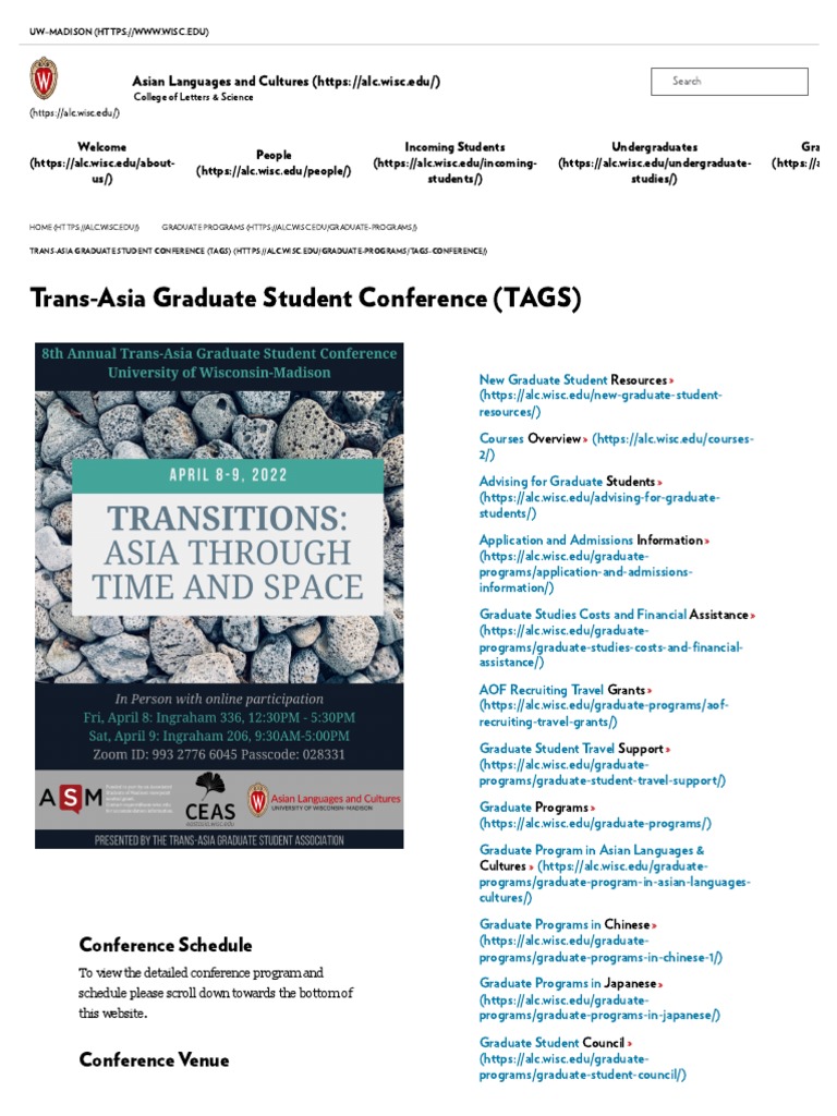 Trans-Asia Graduate Student Conference | PDF | University Of Wisconsin ...