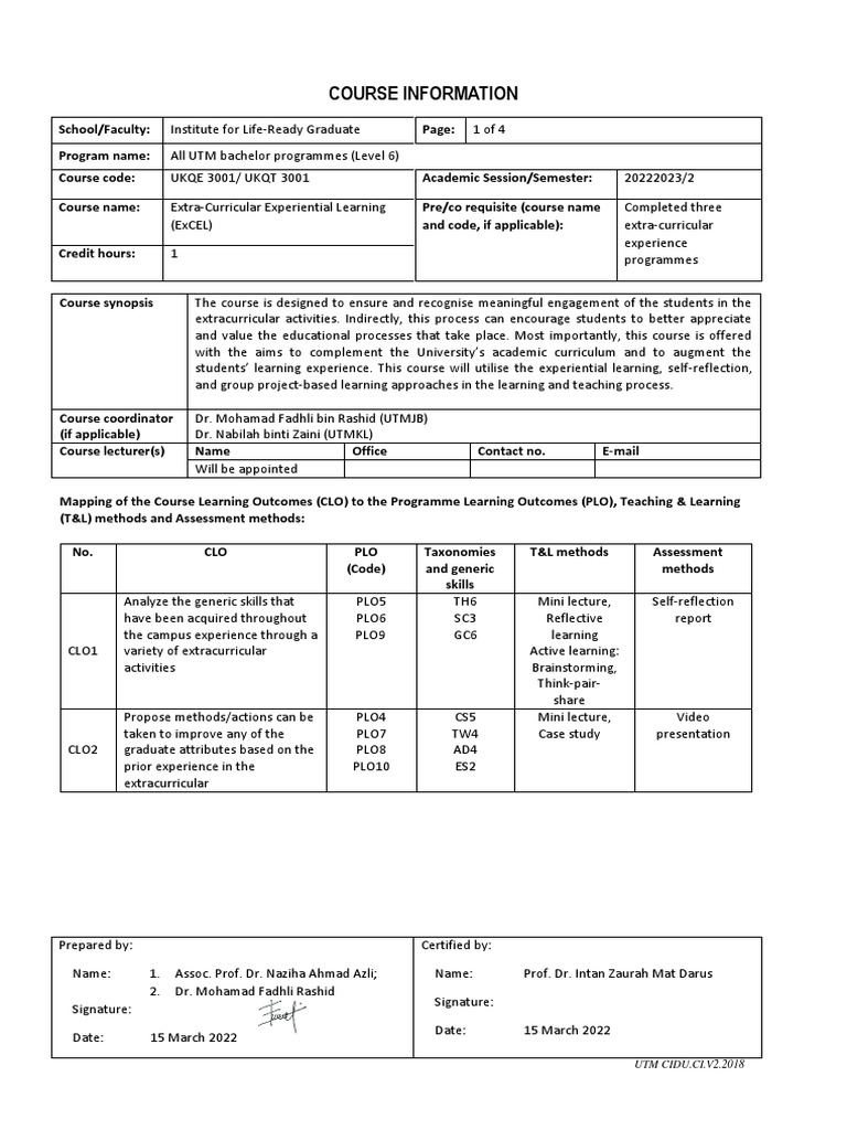 01 - Ci Ukqeukqt3001 Excel 20222023 | PDF | Learning | Course Credit