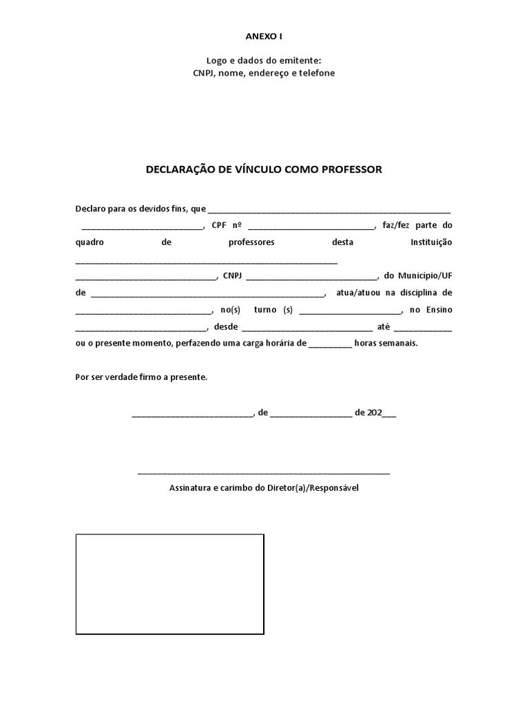 ANEXO II - Edital 03 - 2023 - Modelo de Declaracao Professor | PDF ANEXO II - Edital 03 - 2023 - Modelo de Declaracao Professor | PDF