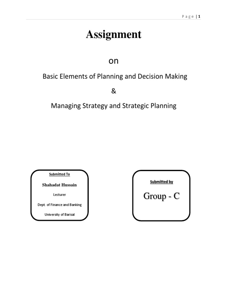 Assignment On Basic Elements of Planning | PDF | Strategic Management ...