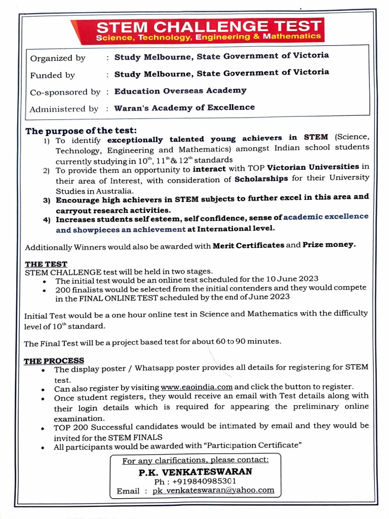 STEM Challenge Test | PDF