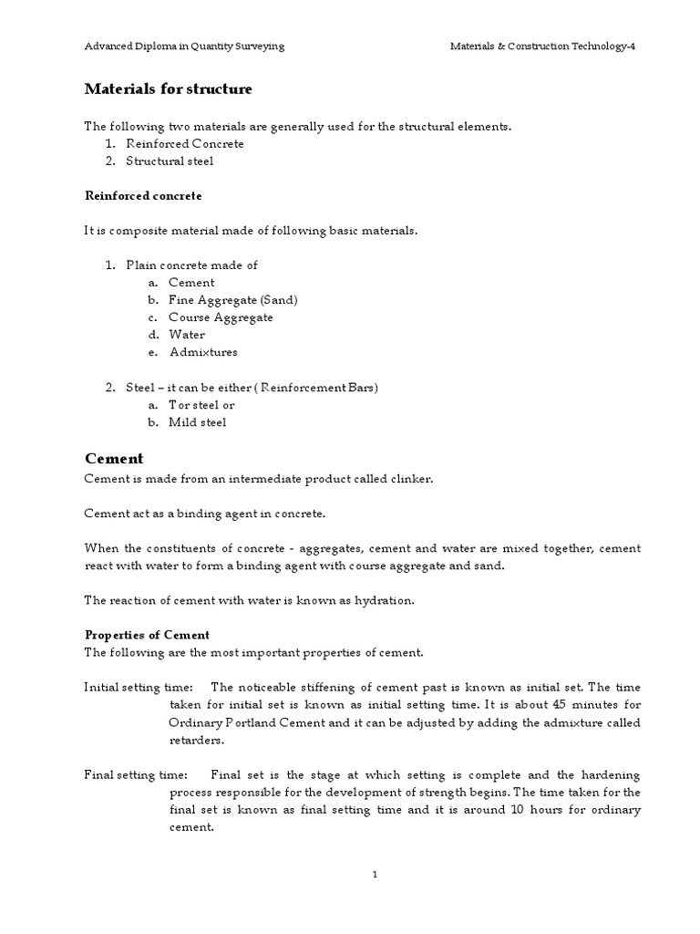 Materials Lecture Note - 02 - Concrete | PDF