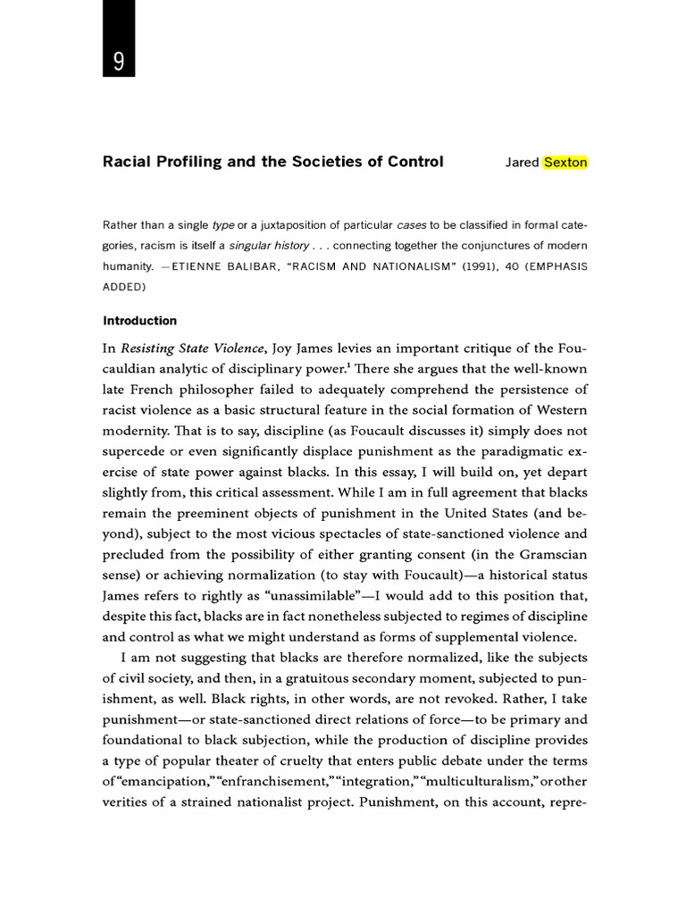 Racial Profiling and The Societies of Control - Jared Sexton | PDF | Terry Stop | Fourth ...