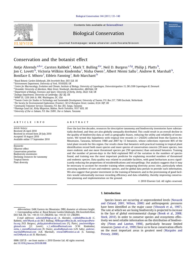 AHRENDS et al. 2011 - Conservation and the bonist effecr | PDF