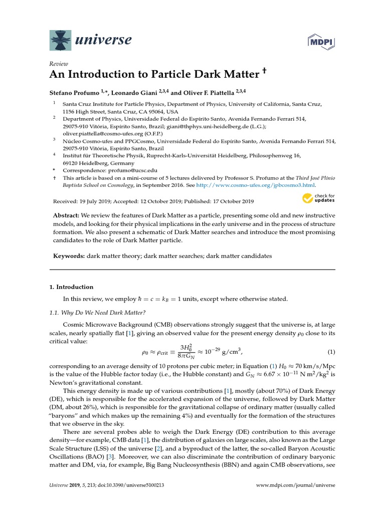 An Introduction to Particle Dark Matter | PDF | Dark Matter | Universe