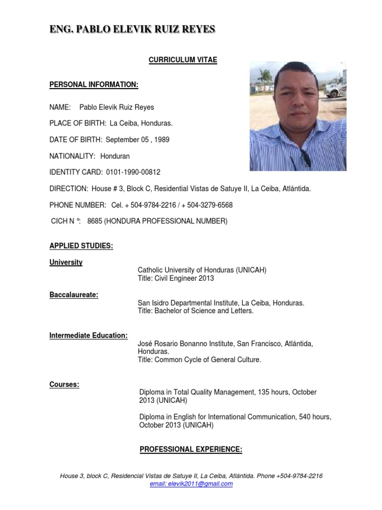 English CV Eng. Pablo Ruiz | PDF