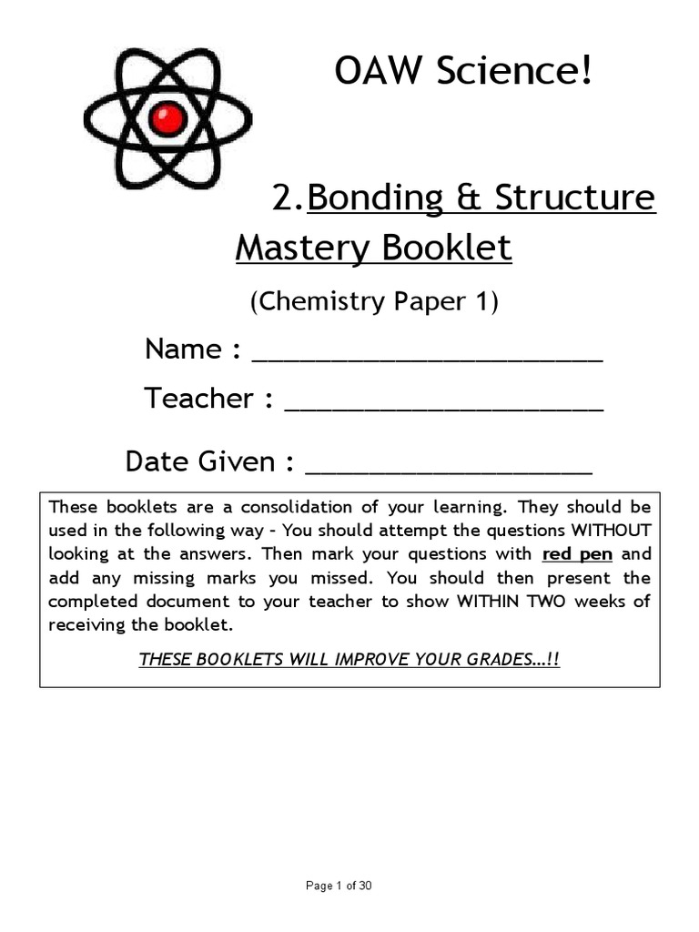 Bonding Exam Style Questions (Chemistry) | PDF | Chemical Bond | Metals