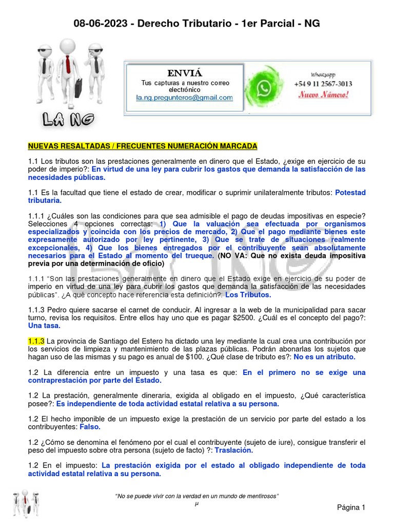 08-06-2023 - Derecho Tributario - 1er Parcial - NG | PDF