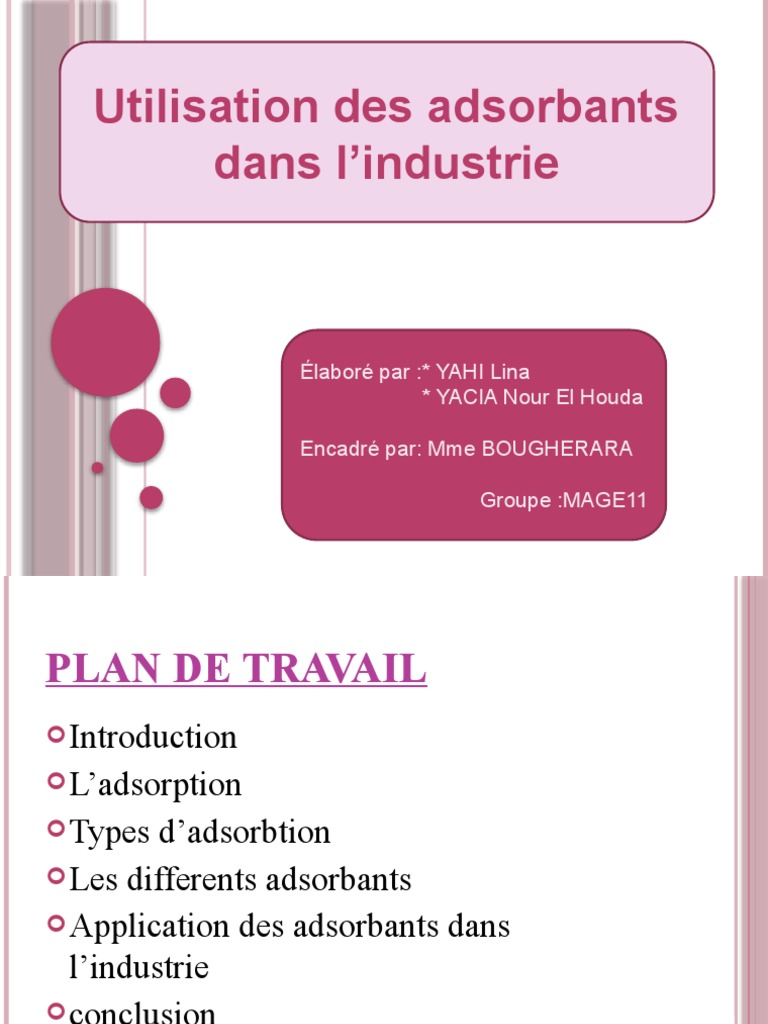Utilisation Des Adsorbants Dans L'industrie | PDF | Adsorption | Eau