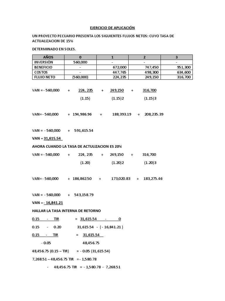 Un Proyecto Pecuario Presenta Los Siguientes Flujos Netos | PDF ...