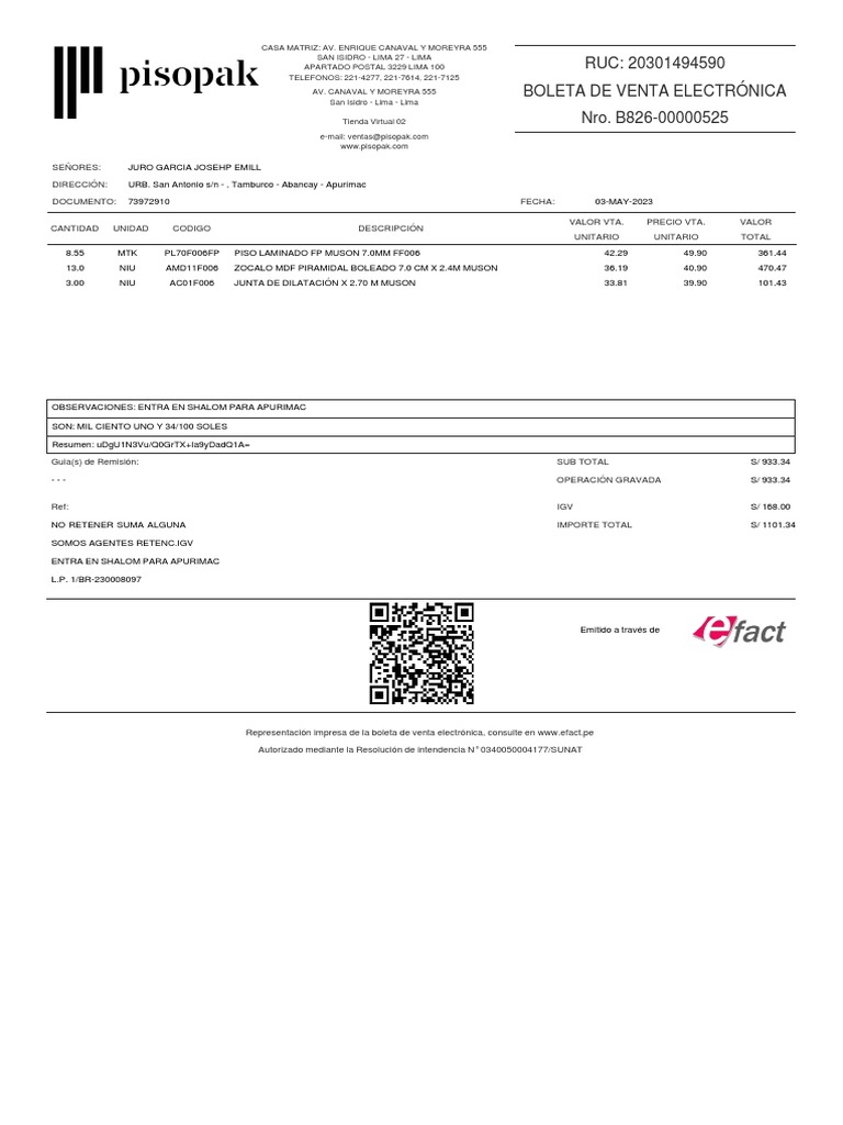 Boleta Pisopak Final | PDF