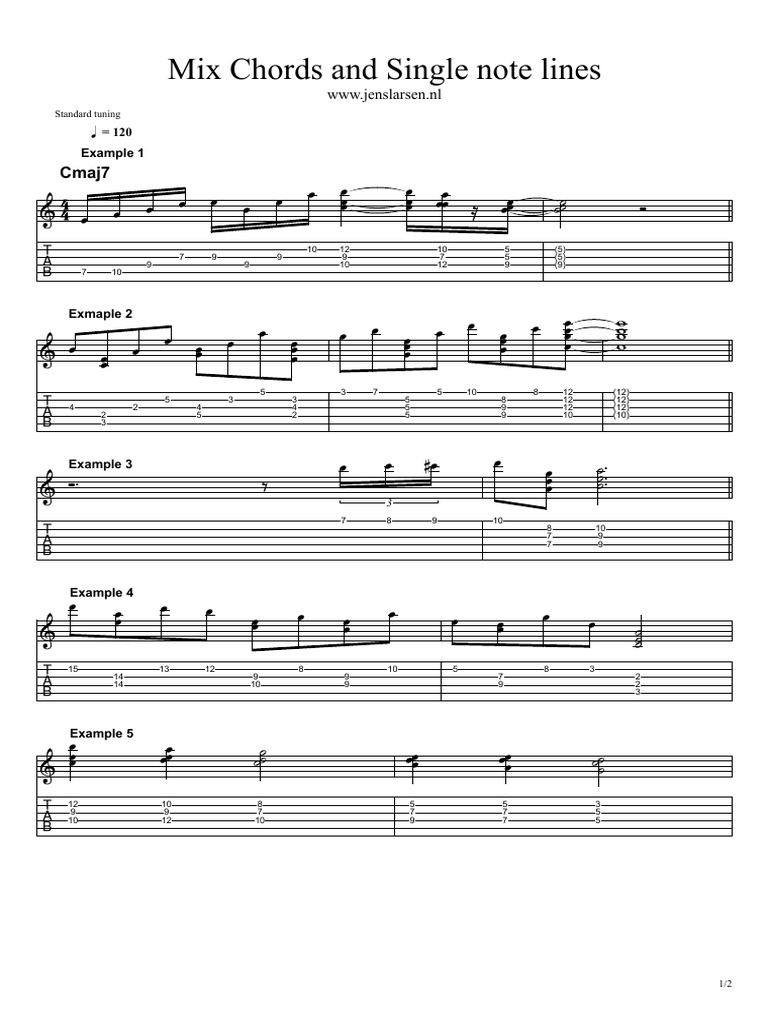 Mix Chords and Single Note Lines | PDF | Guitar Family Instruments ...