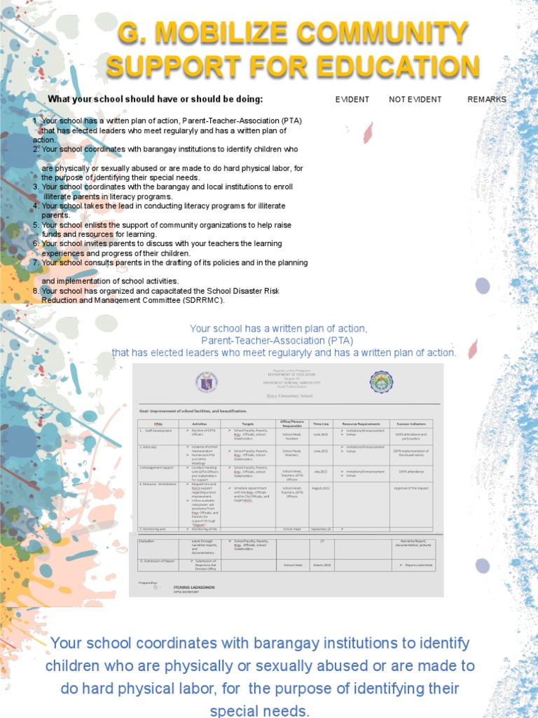 Child Friendly Checklist For Mobilizing Community Support For Education ...