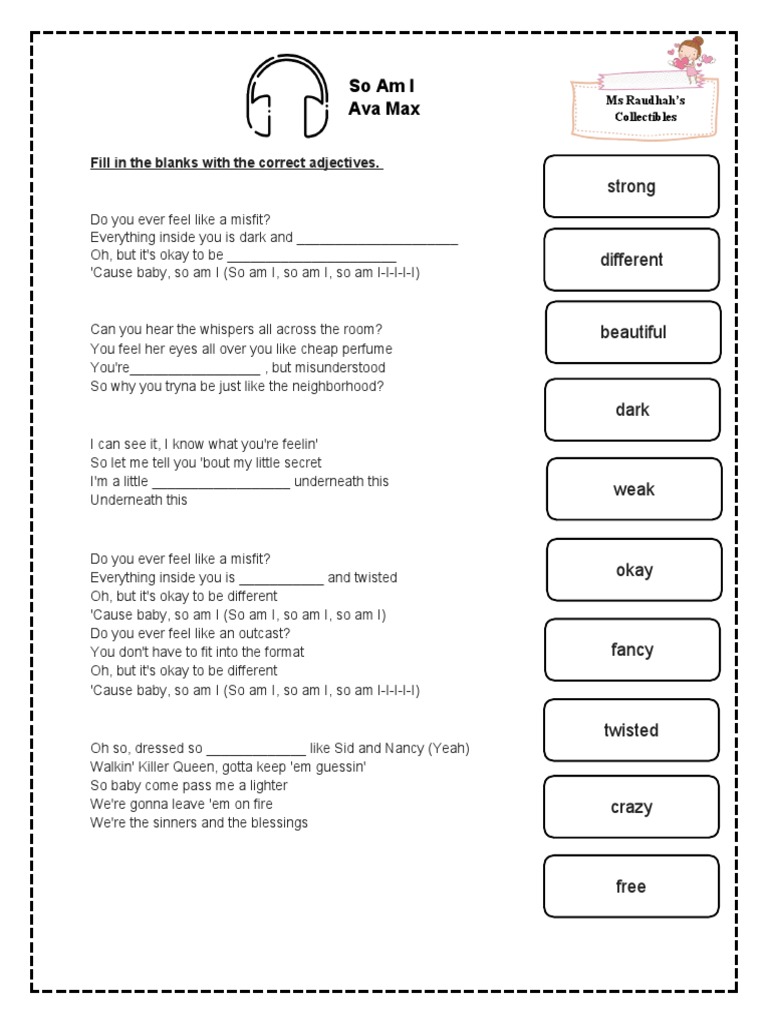 Fill-in-the-Blank Adjective Exercise | PDF | Poetry