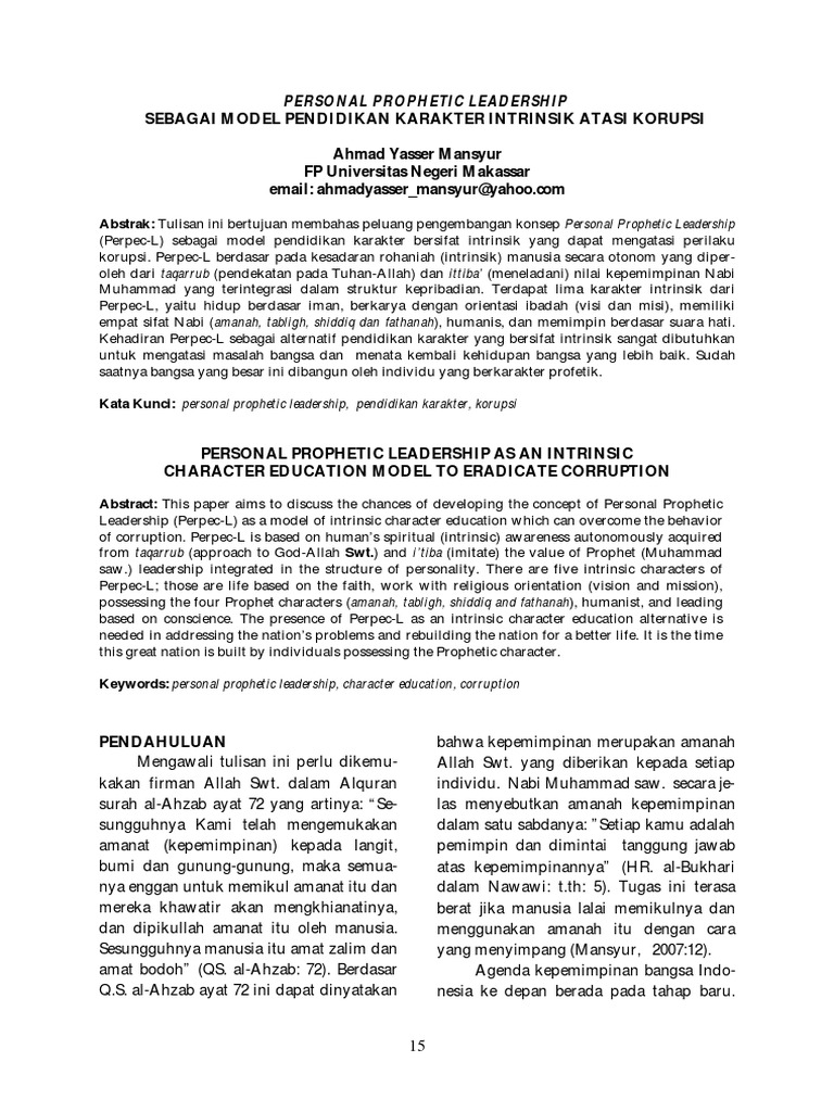 ID Personal Prophetic Leadership Sebagai Mo | PDF