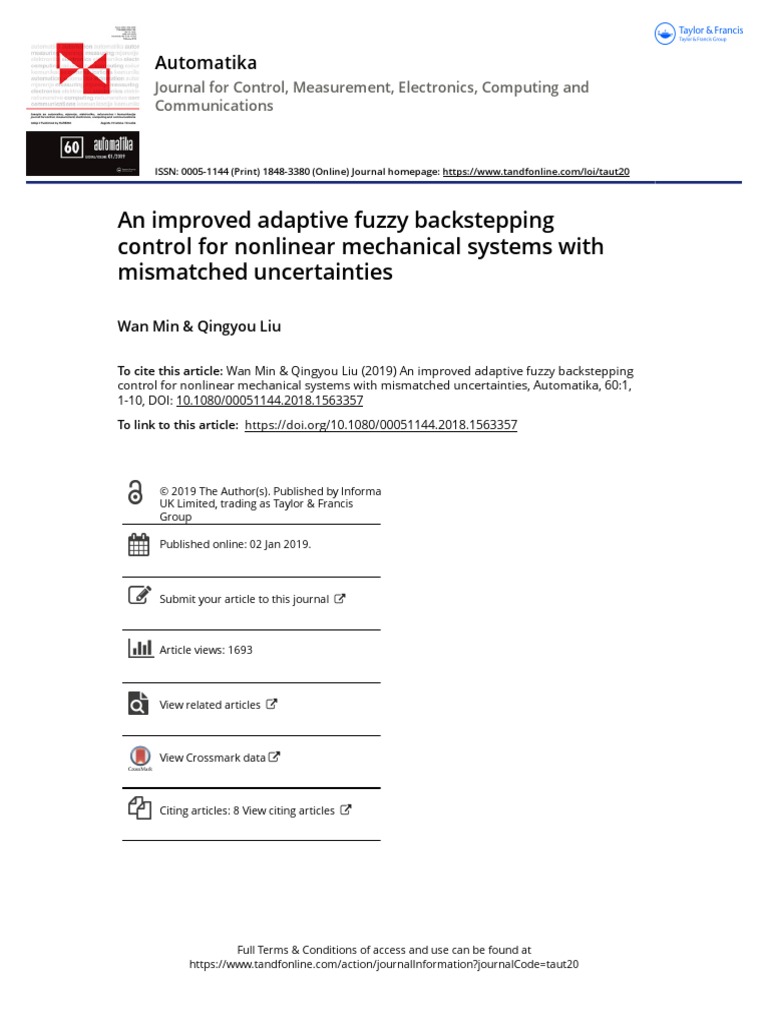 An Improved Adaptive Fuzzy Backstepping Control For Nonlinear ... An Improved Adaptive Fuzzy Backstepping Control For Nonlinear ...