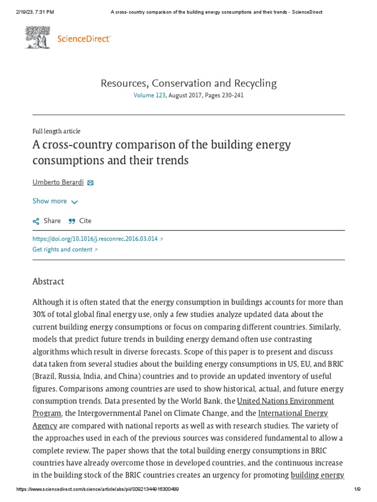 A Cross-Country Comparison of The Building Energy Consumptions and ...