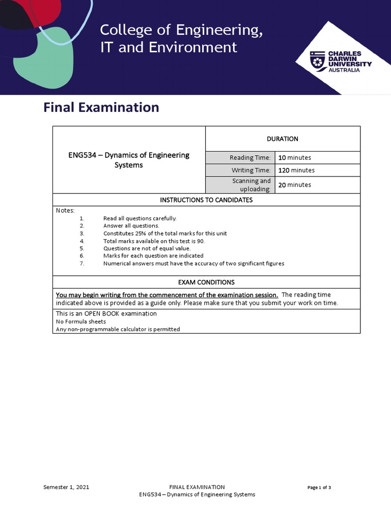 ENG534_Final Exam_2021_Question Paper | PDF