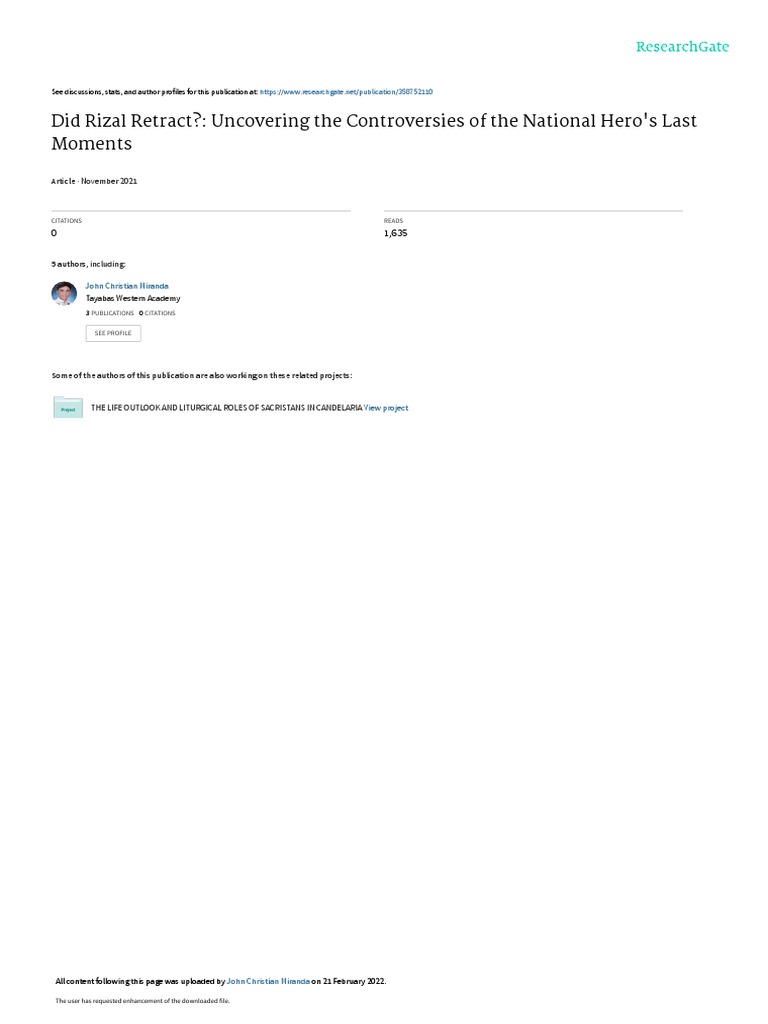 Rizal Retraction Controversy Analysis | PDF