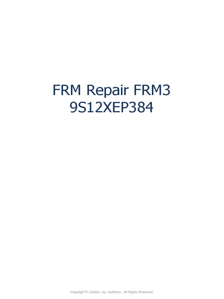 FRM Repair FRM3 9S12XEP384 | PDF