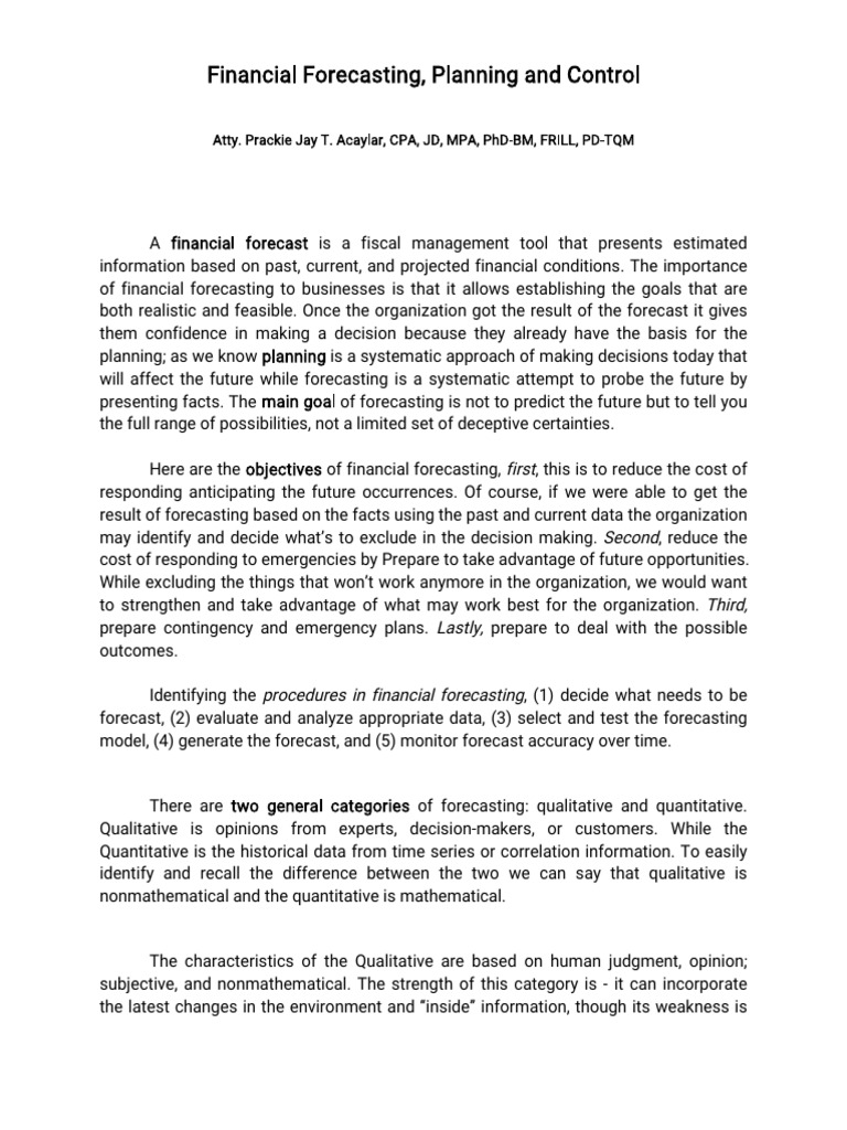 Module 3 | PDF | Internal Control | Forecasting