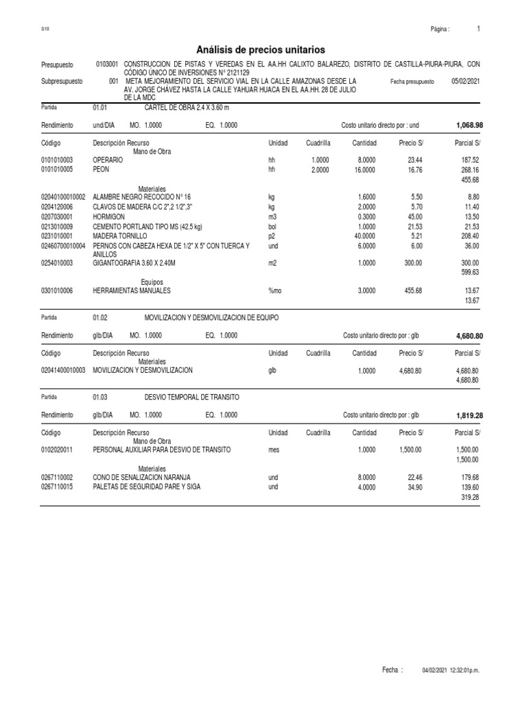 Analisis de Precios Unitarios 20210722 230452 170 | PDF | Construyendo tecnología | Ingeniería ...