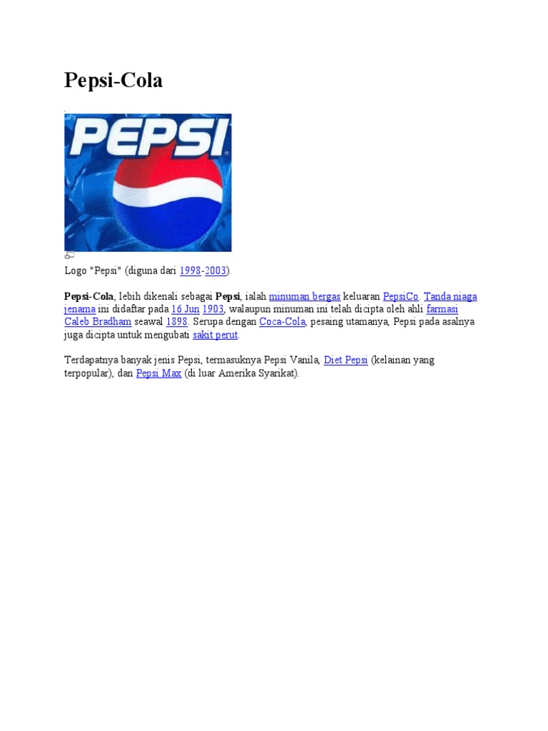 Sejarah Pepsi | PDF | Kesehatan Holistik