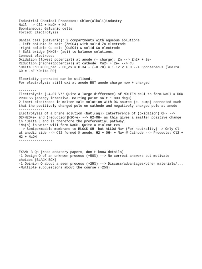 Industrial Chemical Processes Chlor | PDF