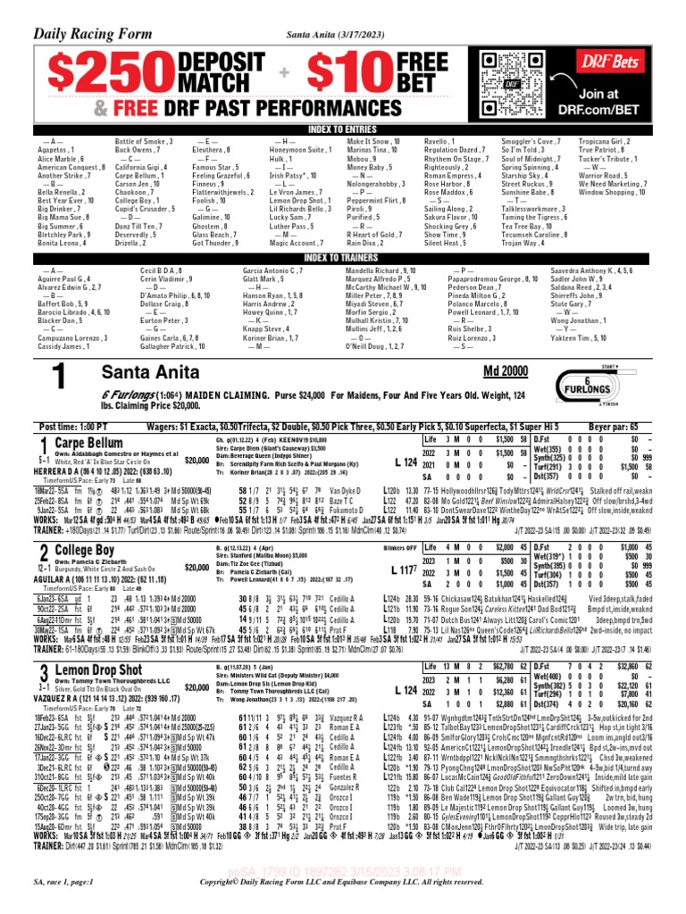 Santa Anita | PDF | Horse Racing | Equestrian Sports