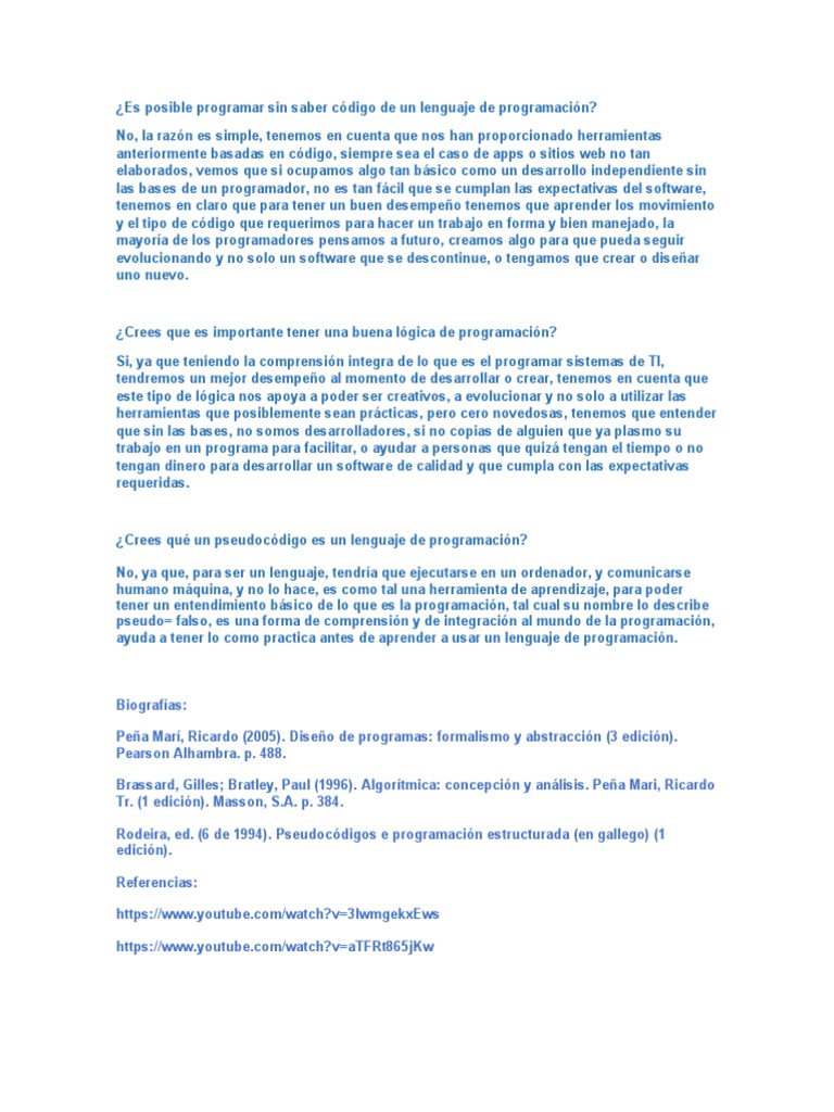 Es Posible Programar Sin Saber Código de Un Lenguaje de Programación | PDF
