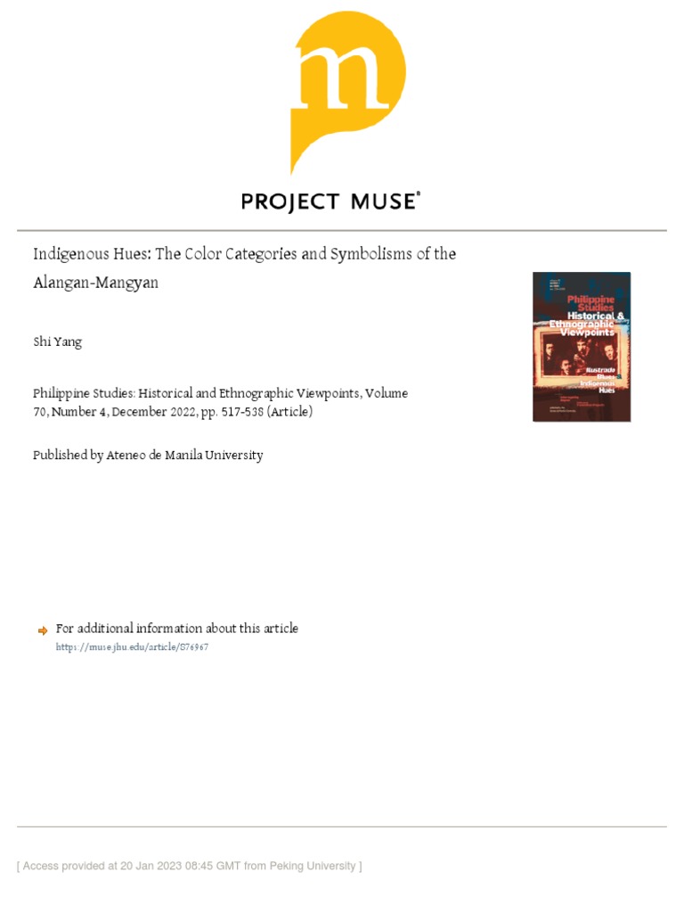 Alangan-Mangyan Color Symbolism Study | PDF | Anthropology | Color