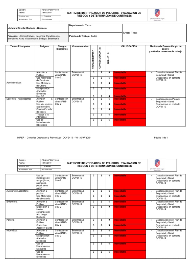 Anexo N°1 Matriz de Riesgo | PDF