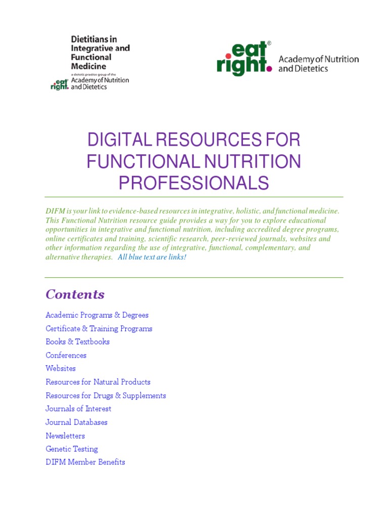 Digital Resources For Functional Nutrition Professionals | PDF ...