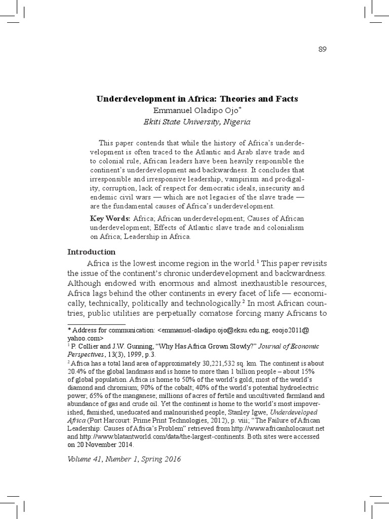 Africa's Underdevelopment Causes | PDF | Africa | Atlantic Slave Trade