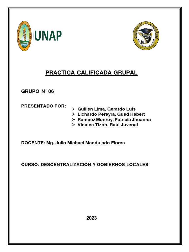 Practica Calificada Grupal - Regionalizacion. | PDF