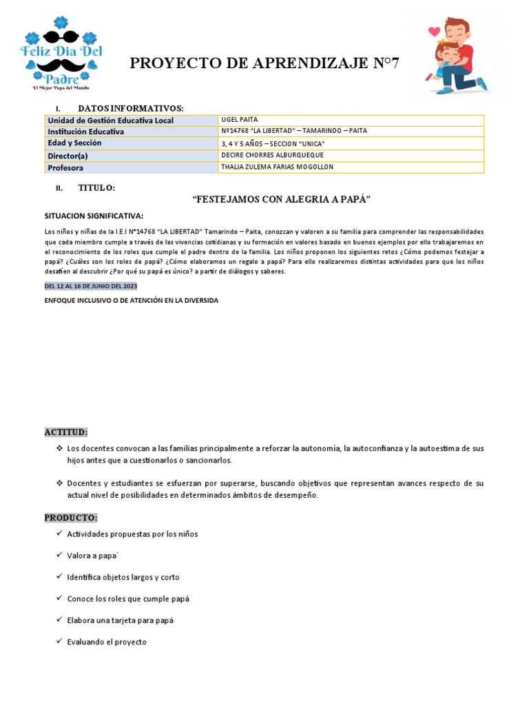 Proyecto de Aprendizaje N 07 | Descargar gratis PDF | Evaluación | Comunicación no verbal