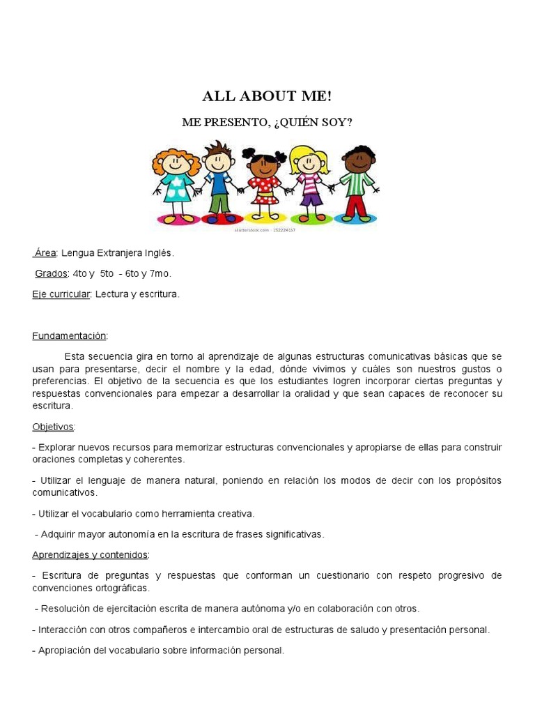 Secuencia Inicio AllAboutMe | PDF | Escritura | Lingüística