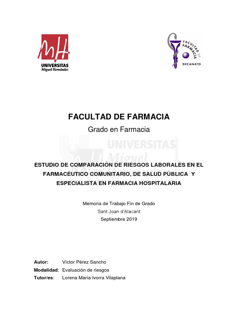 TFG Víctor Pérez Sancho PDE | PDF | Farmacéutico | Farmacia